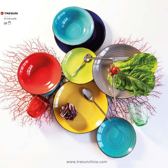 Italian Style Stoneware Hand-Painted Dinnerware Set - TRESUN