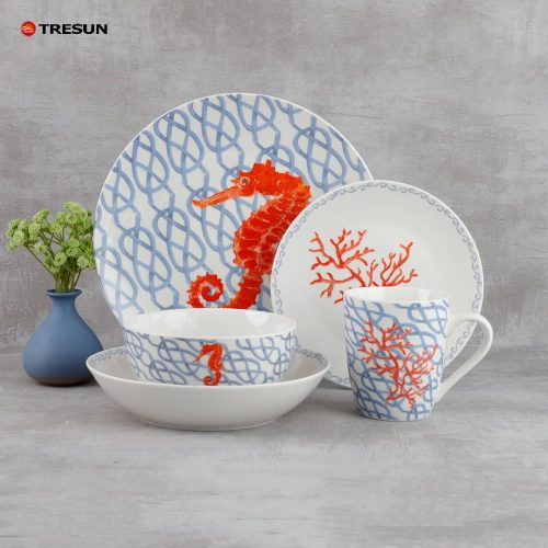 Coastal Porcelain Dinnerware Set TRPD2403012 - TRESUN